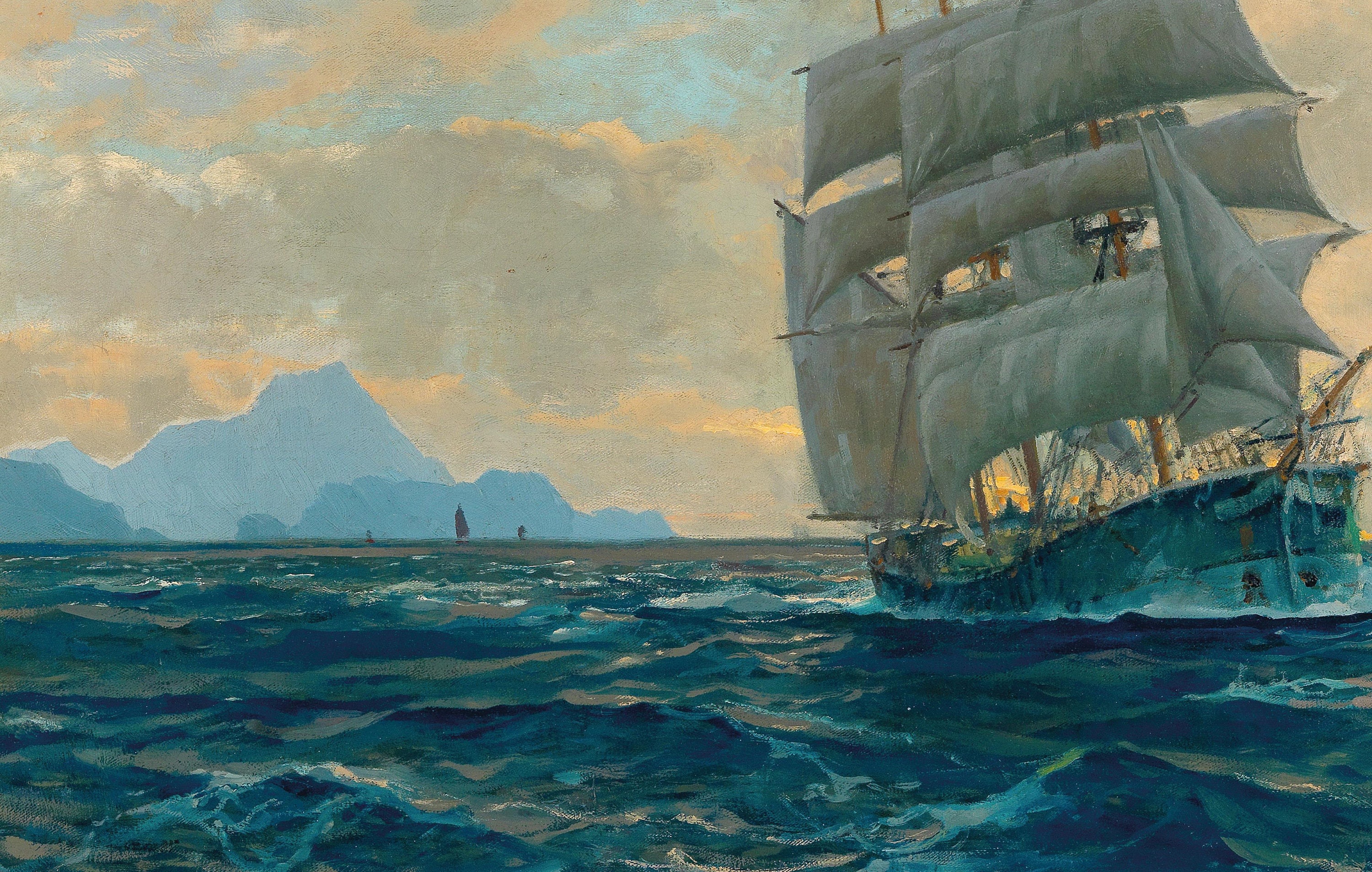 Vintage Ship Painting Antique Ship Seascape Painting Ocean - Etsy