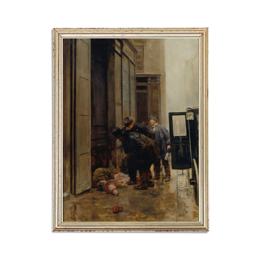 Vintage Old Town Painting | Antique People Portrait Artwork | Classic ...