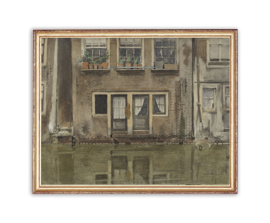 Vintage Amsterdam Dutch Painting | Antique Cityscape River Artwork ...