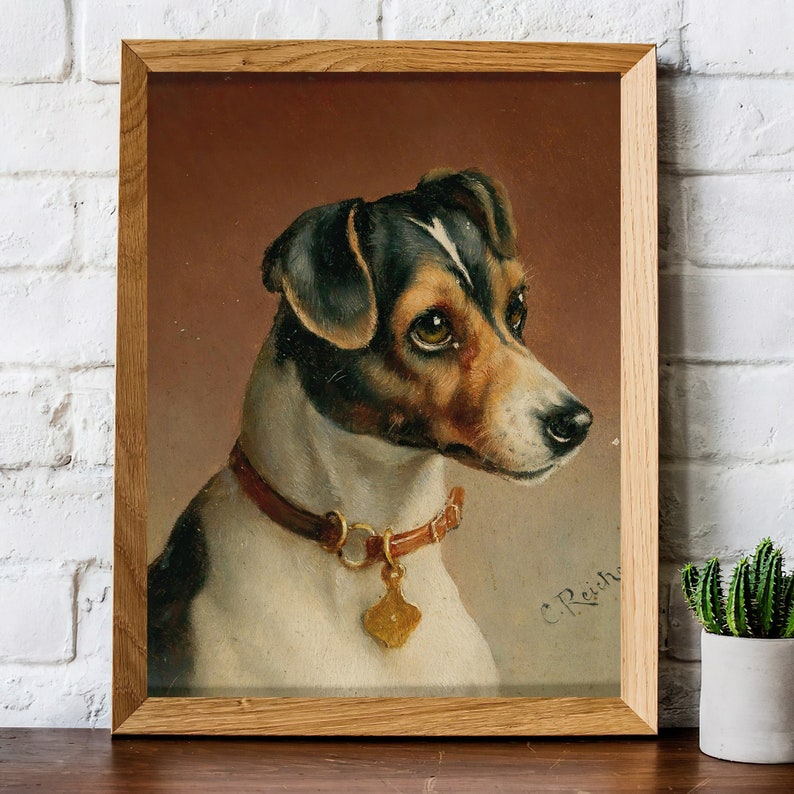 Vintage Dog Painting | Antique Animal Cute Artwork | Classic Canine ...