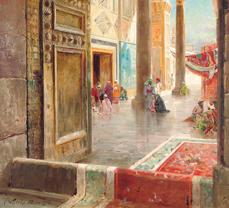 Islamic Oriental Painting | Antique Middle Eastern Artwork | Classic ...