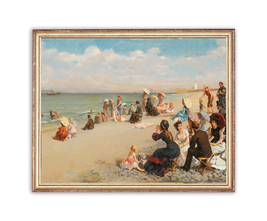 Gemalte Bilder Menschen Am Strand