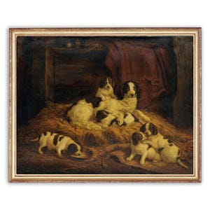 Vintage Dogs Painting | Antique Animal Portrait Artwork | Classic Pets ...