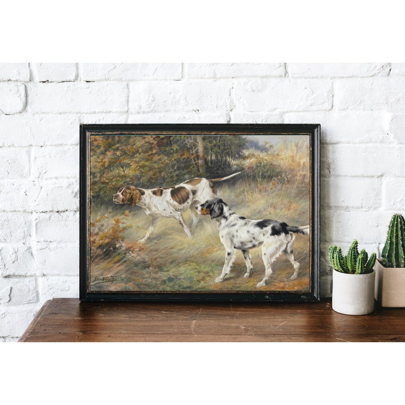 Vintage Pointer Dogs Painting Pointers Hunting Painting | Etsy