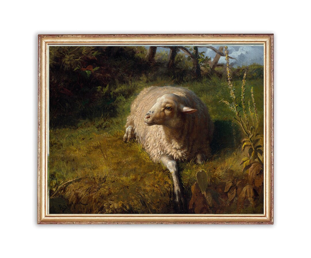 Vintage Sheep Painting | Antique Animal Portrait Artwork | Classic Farm ...