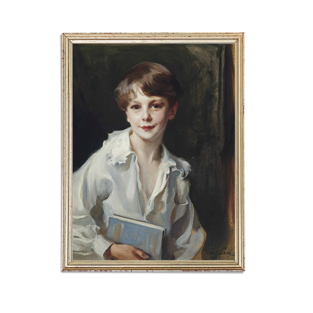 Vintage Child Portrait Painting | Antique Kid Boy Portrait Artwork ...