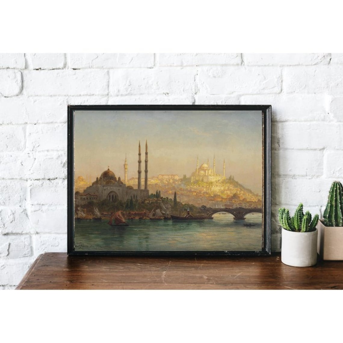 Vintage Istanbul Painting | Vintage Oil Cityscape Painting | River and ...