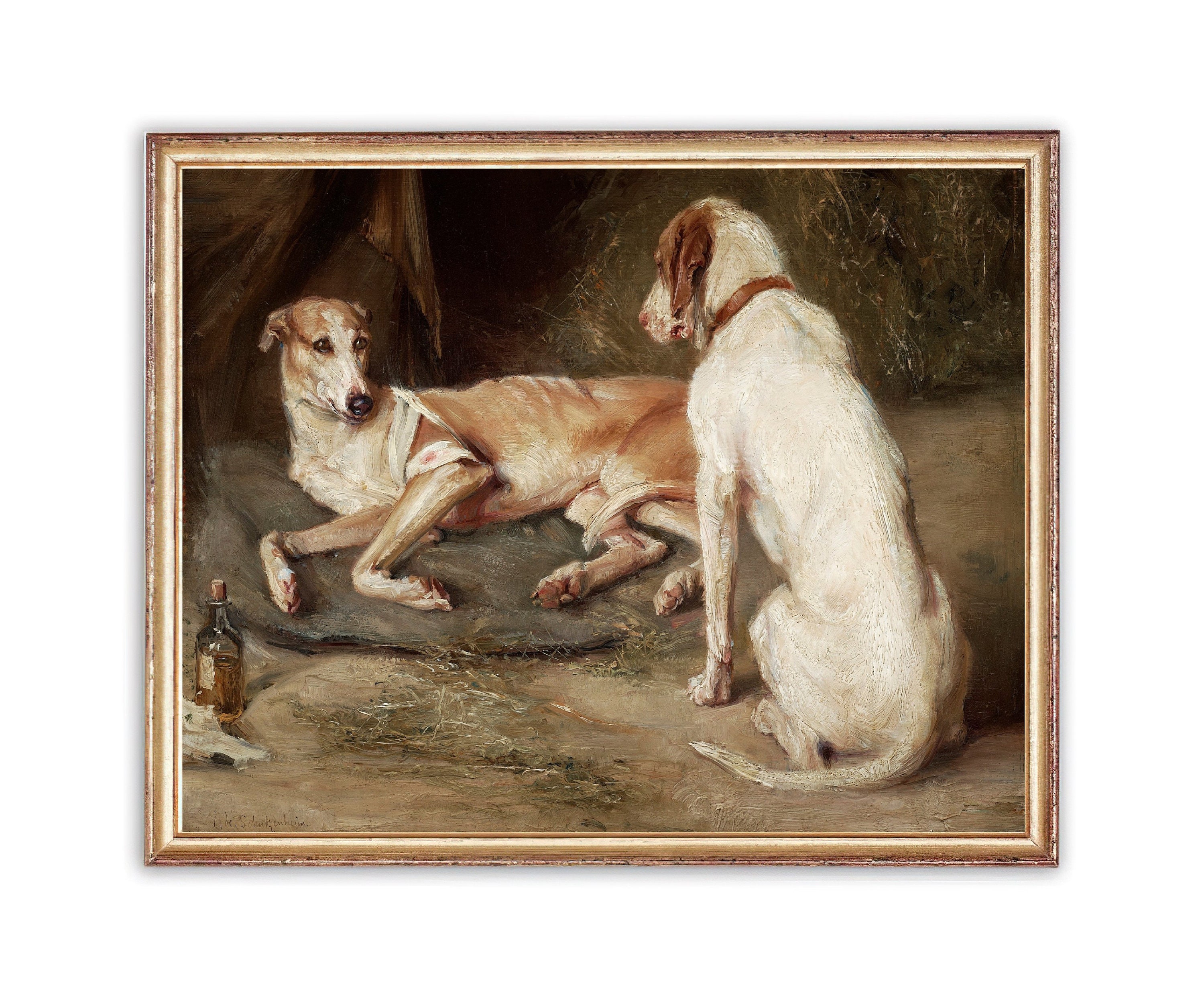 Vintage Dogs Painting | Antique Dogs in Bart Portrait Painting | Animal ...