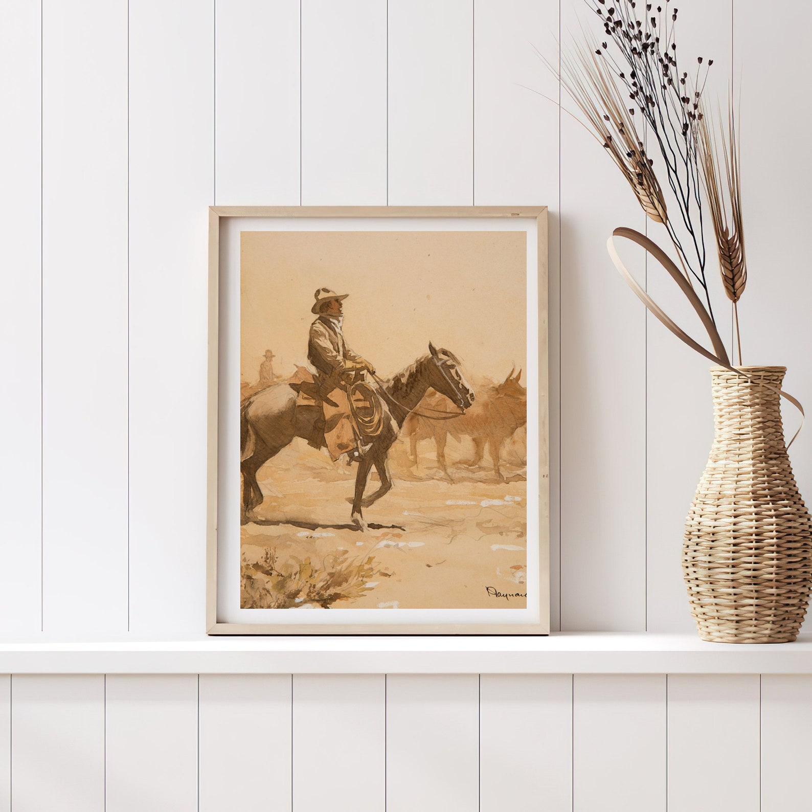 Vintage Cowboy Old West Painting Antique Horse Rider Artwork - Etsy