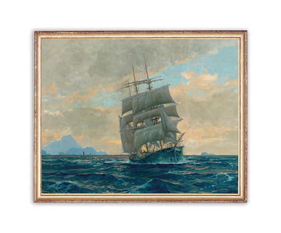 Vintage Ship Painting Antique Ship Seascape Painting Ocean - Etsy