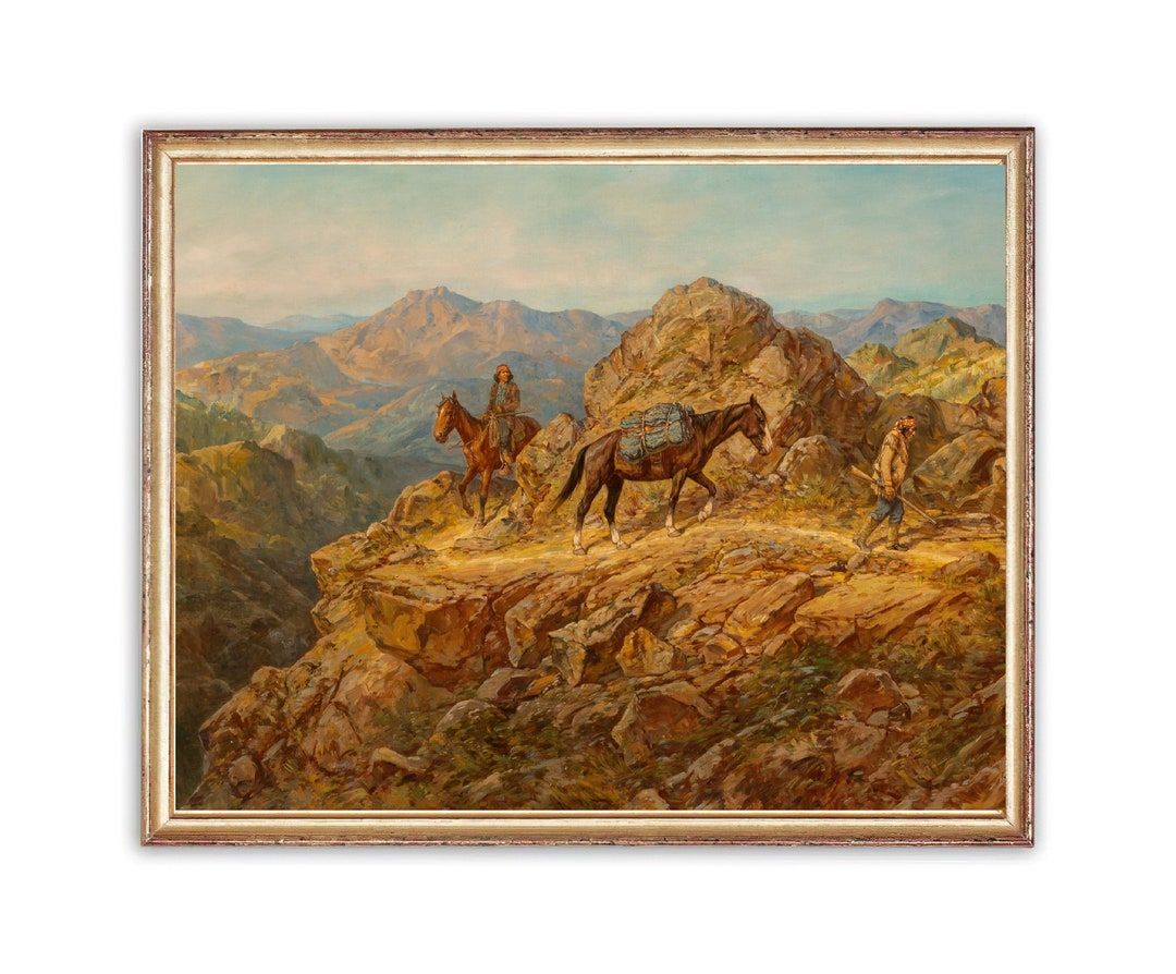 Vintage Old West Painting | Native Americans Artwork | Classic Western ...
