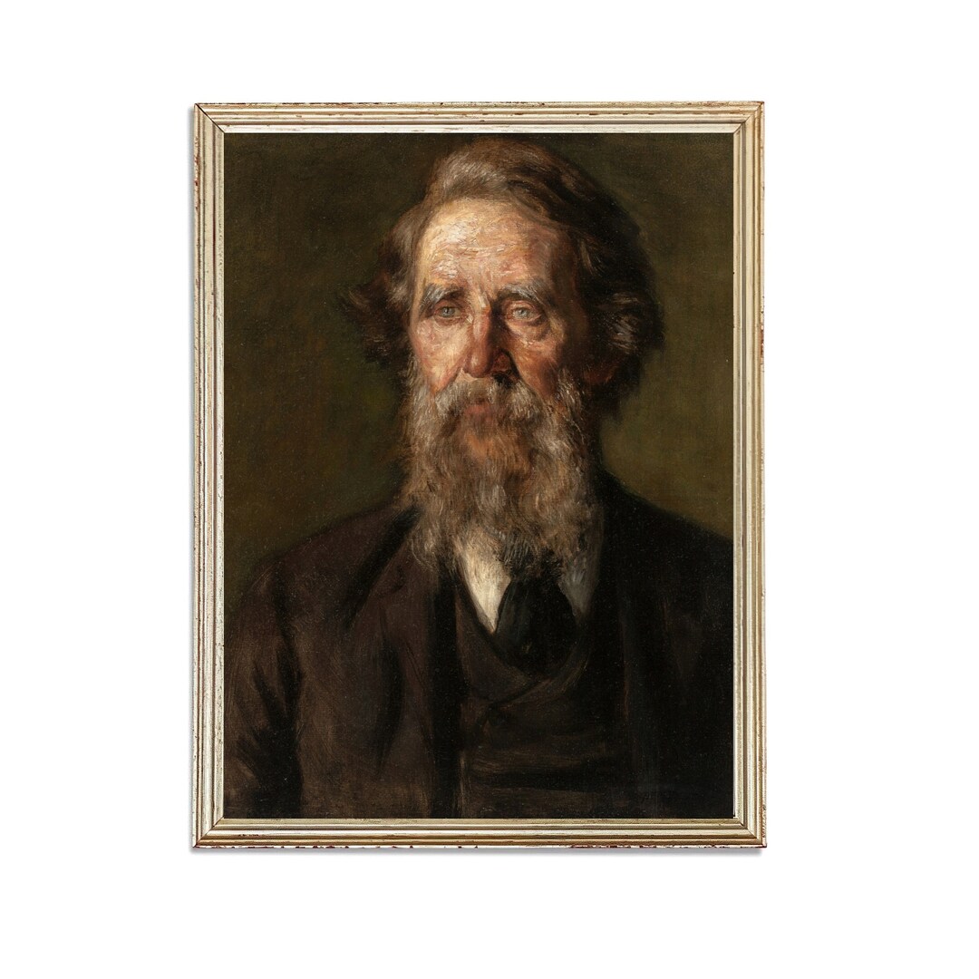 Vintage Bearded Older Man Painting | Antique Male Portrait Artwork ...