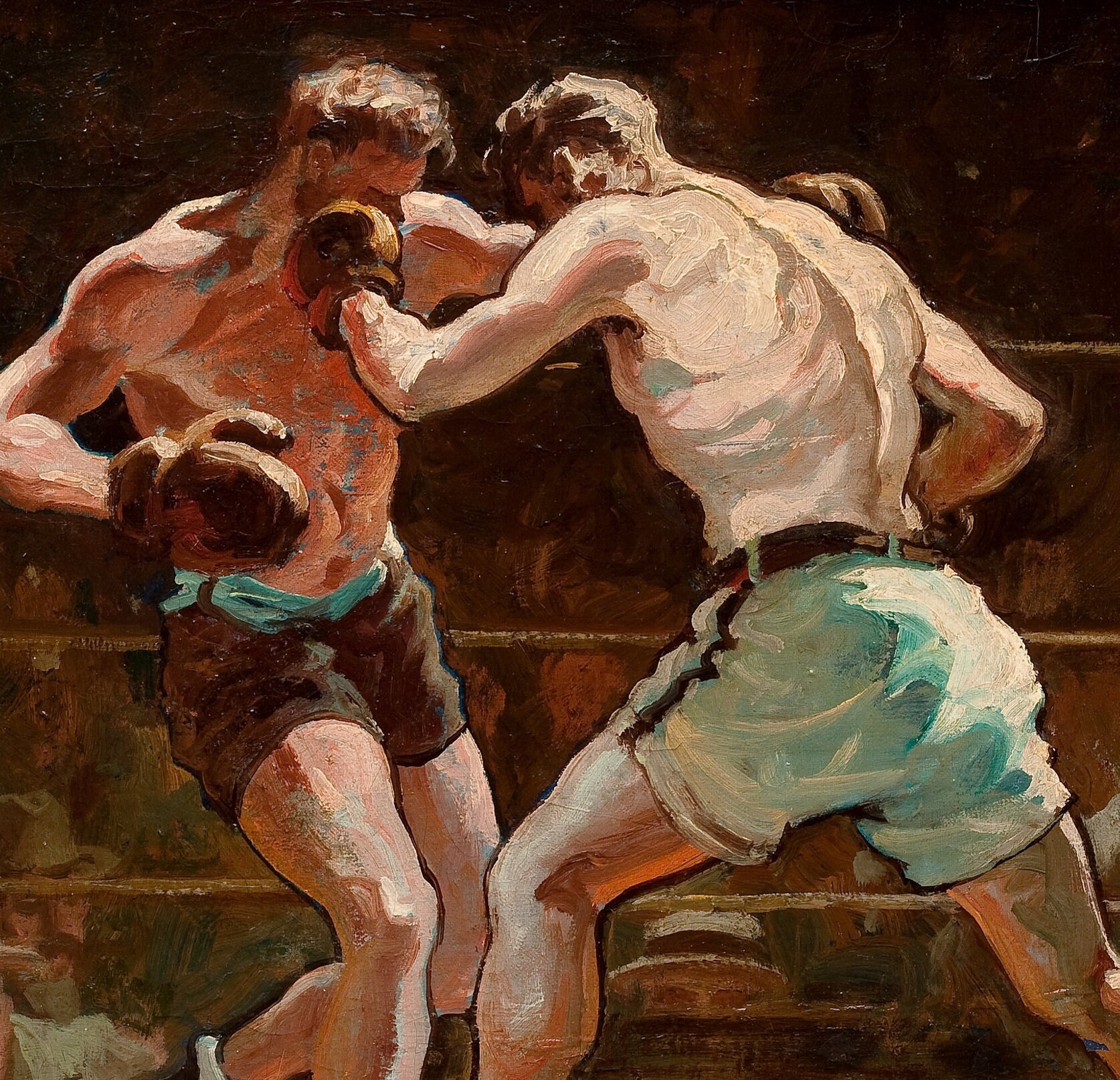 Vintage Men Boxing Painting | Antique Old Advertisement Artwork ...