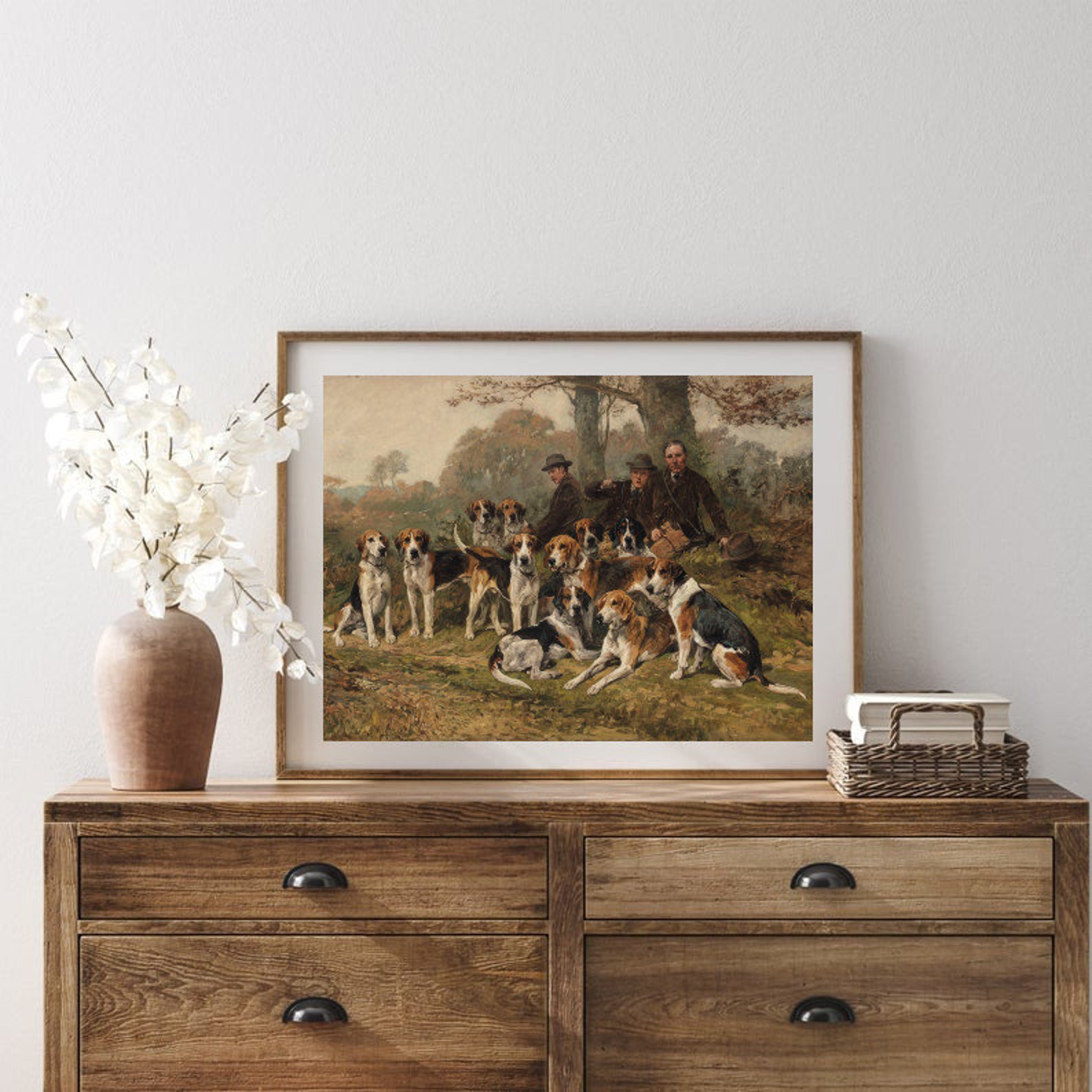 Iconic Old-fashioned Dog Hunting Painting for Animal Lovers, Animal ...