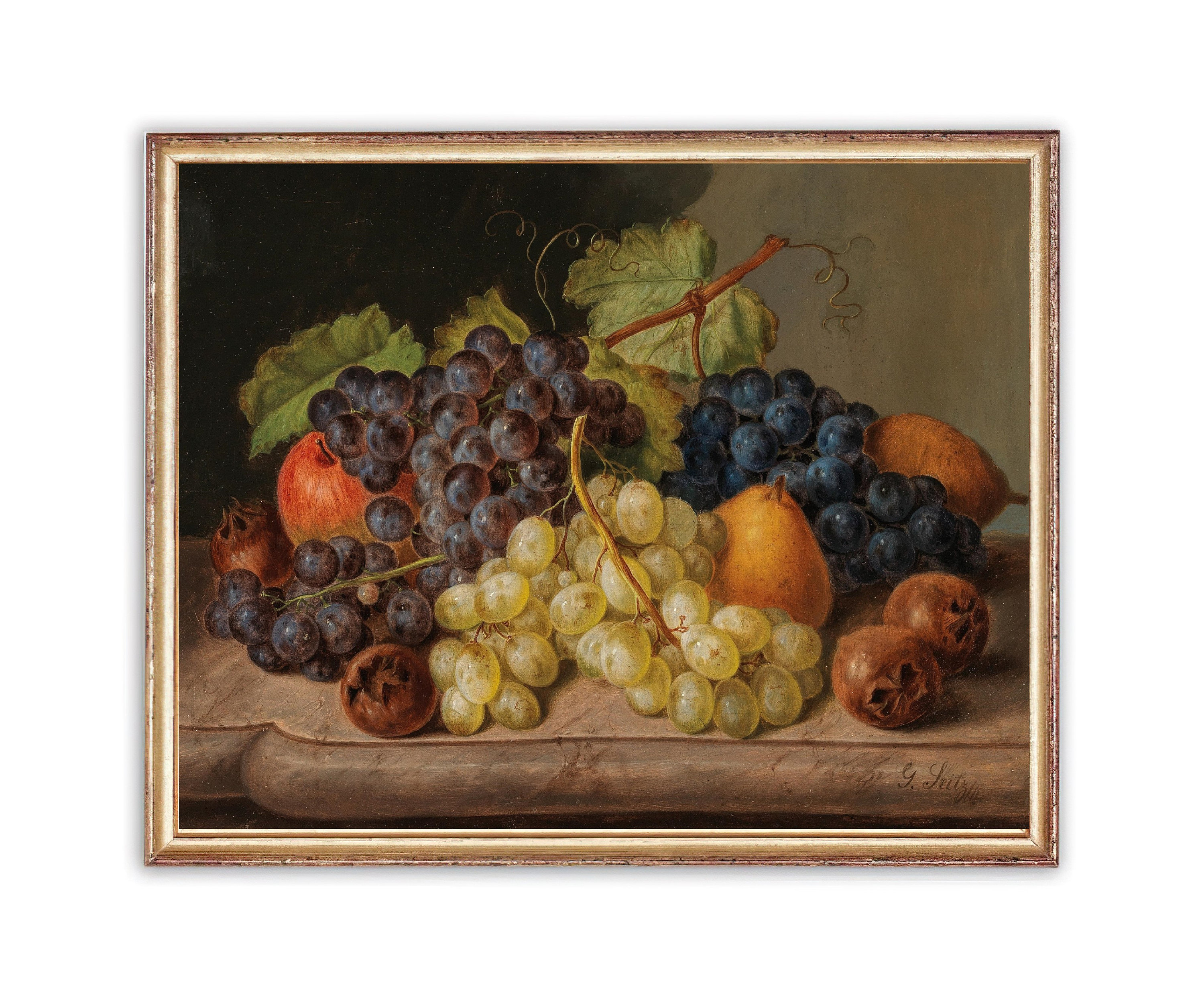 Vintage Obstkorb Gemälde | Vintage Öl Stillleben Gemälde | Obst auf ...