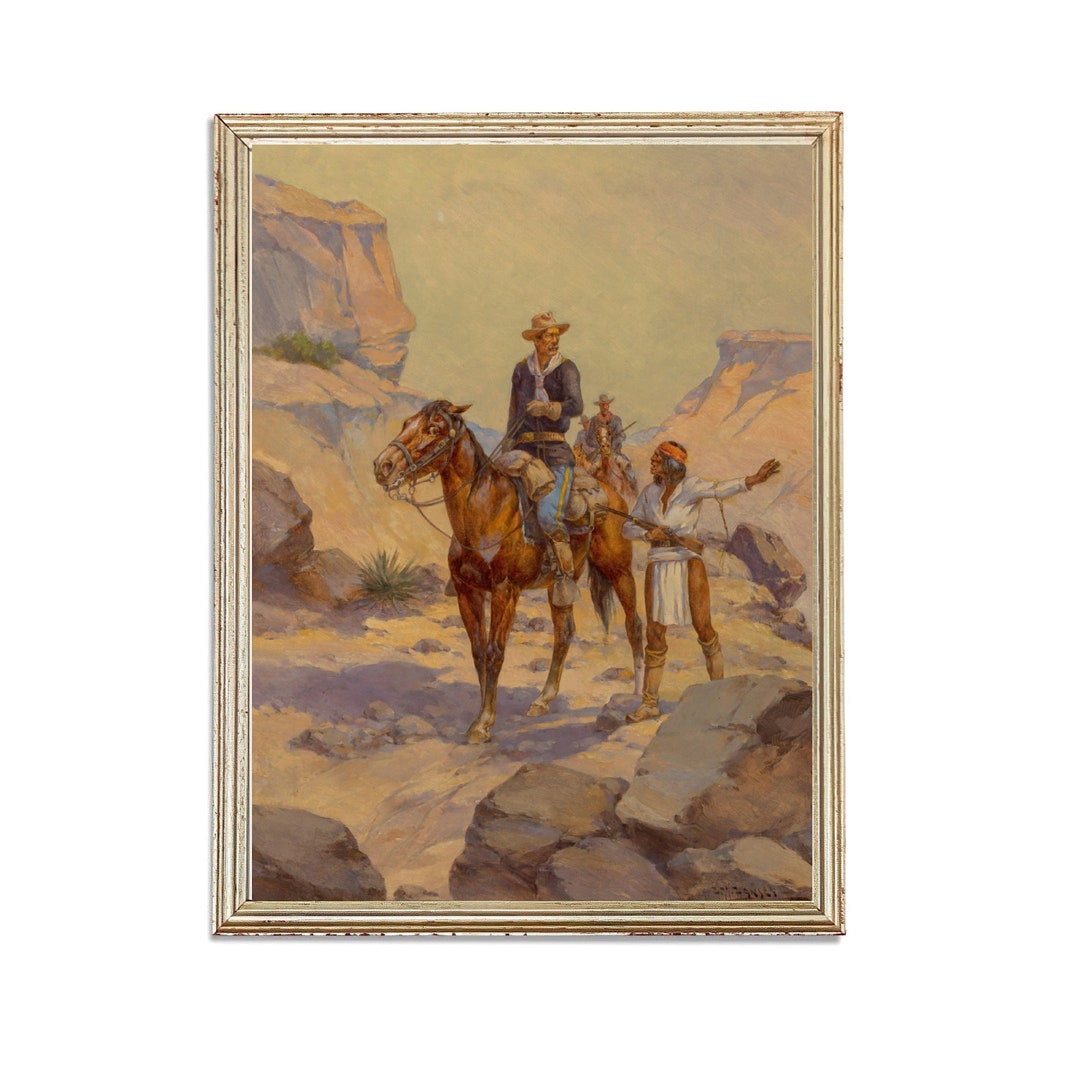 Vintage Old West Painting | Antique Native Americans Artwork | Classic ...