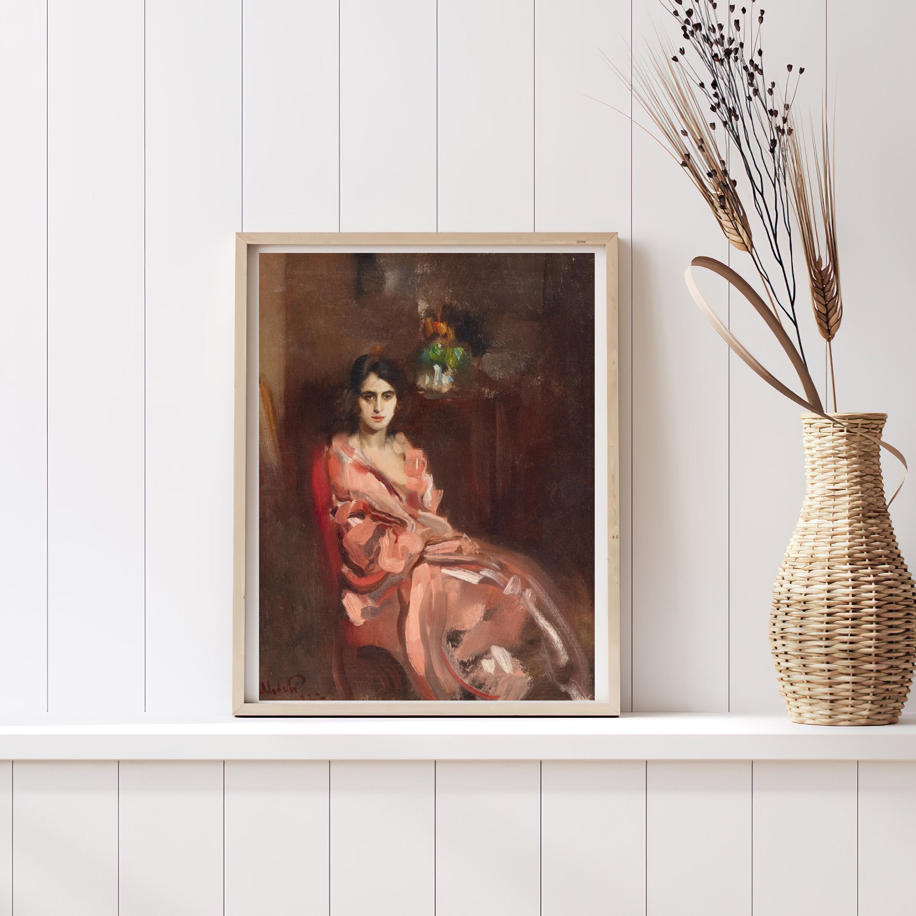 Vintage Girl Portrait Painting Vintage Woman Portrait Old | Etsy