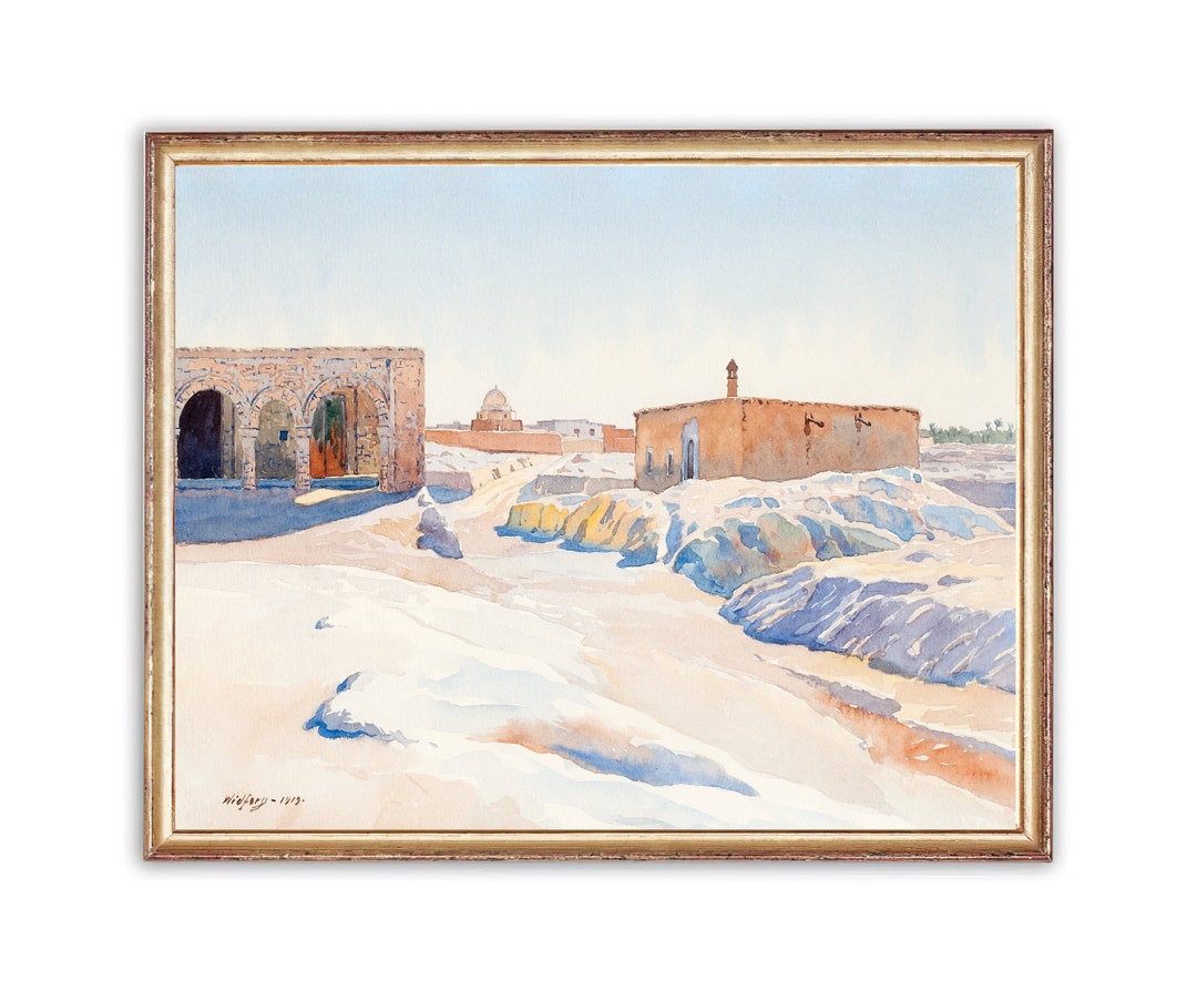 Vintage Old Buildings Painting | Antique Architecture Artwork | Old ...