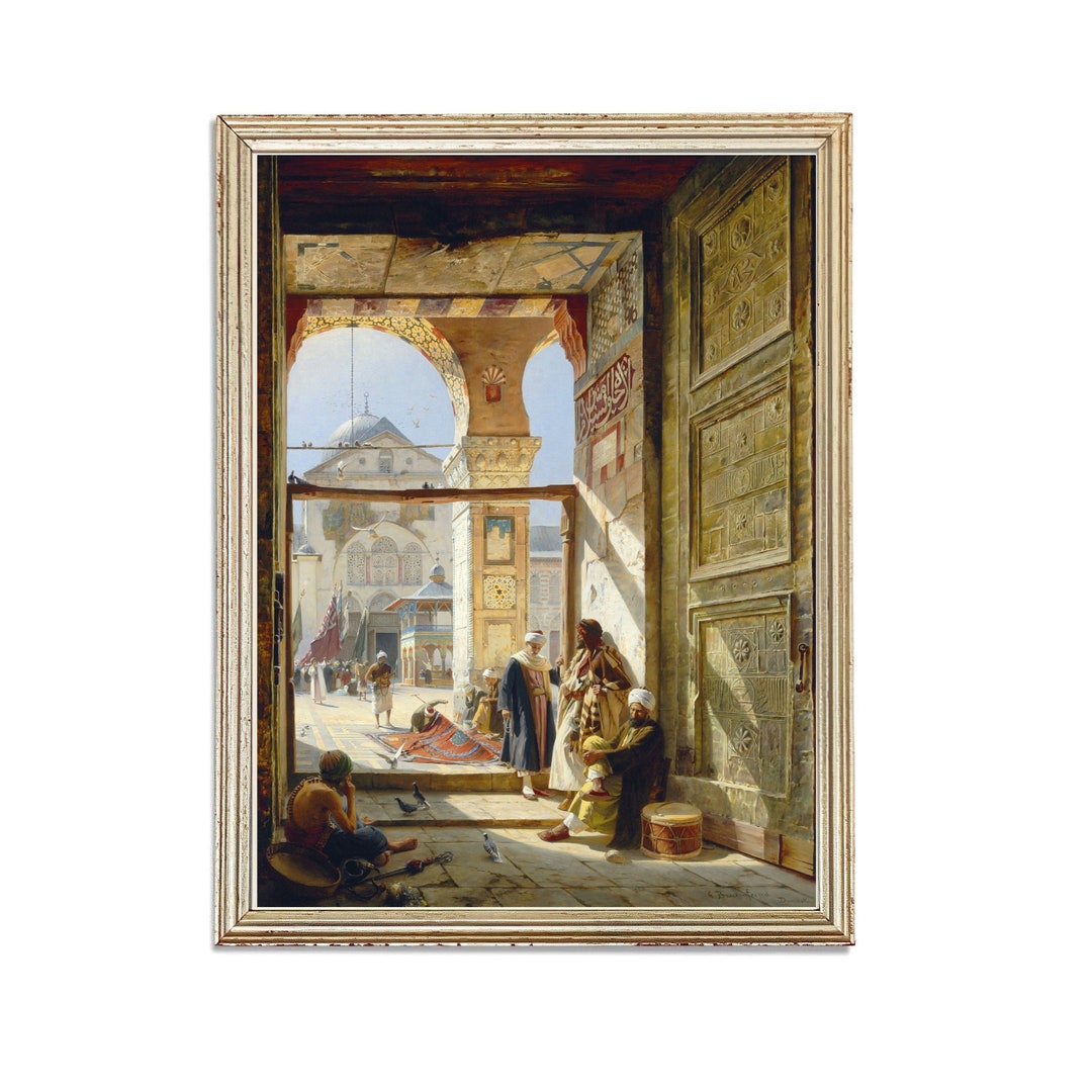 Vintage Muslim Arab Painting | Antique Oriental Mosque Artwork ...