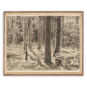 Vintage Forest Painting | Trees Woods Nature Painting | Antique ...
