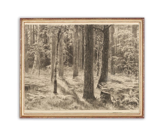 Vintage Forest Painting Trees Woods Nature Painting - Etsy