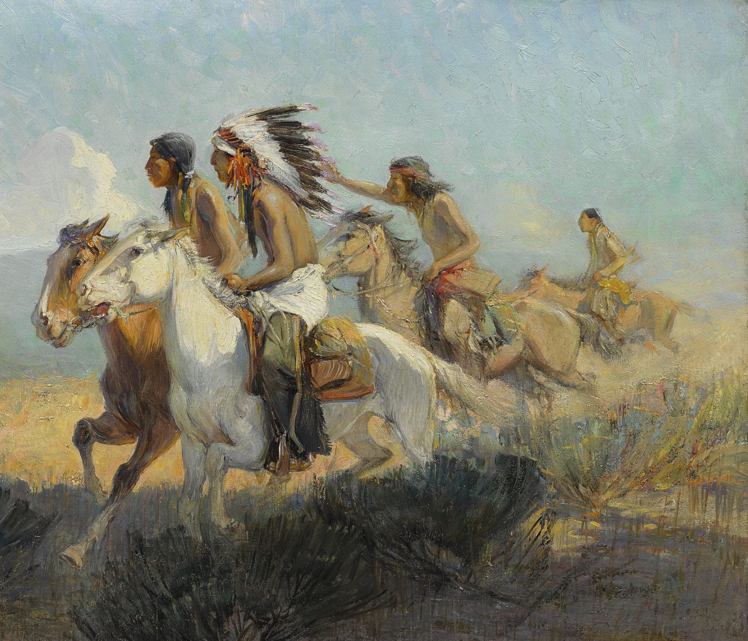 Vintage Western Painting Oil Horse Riders Painting Old - Etsy