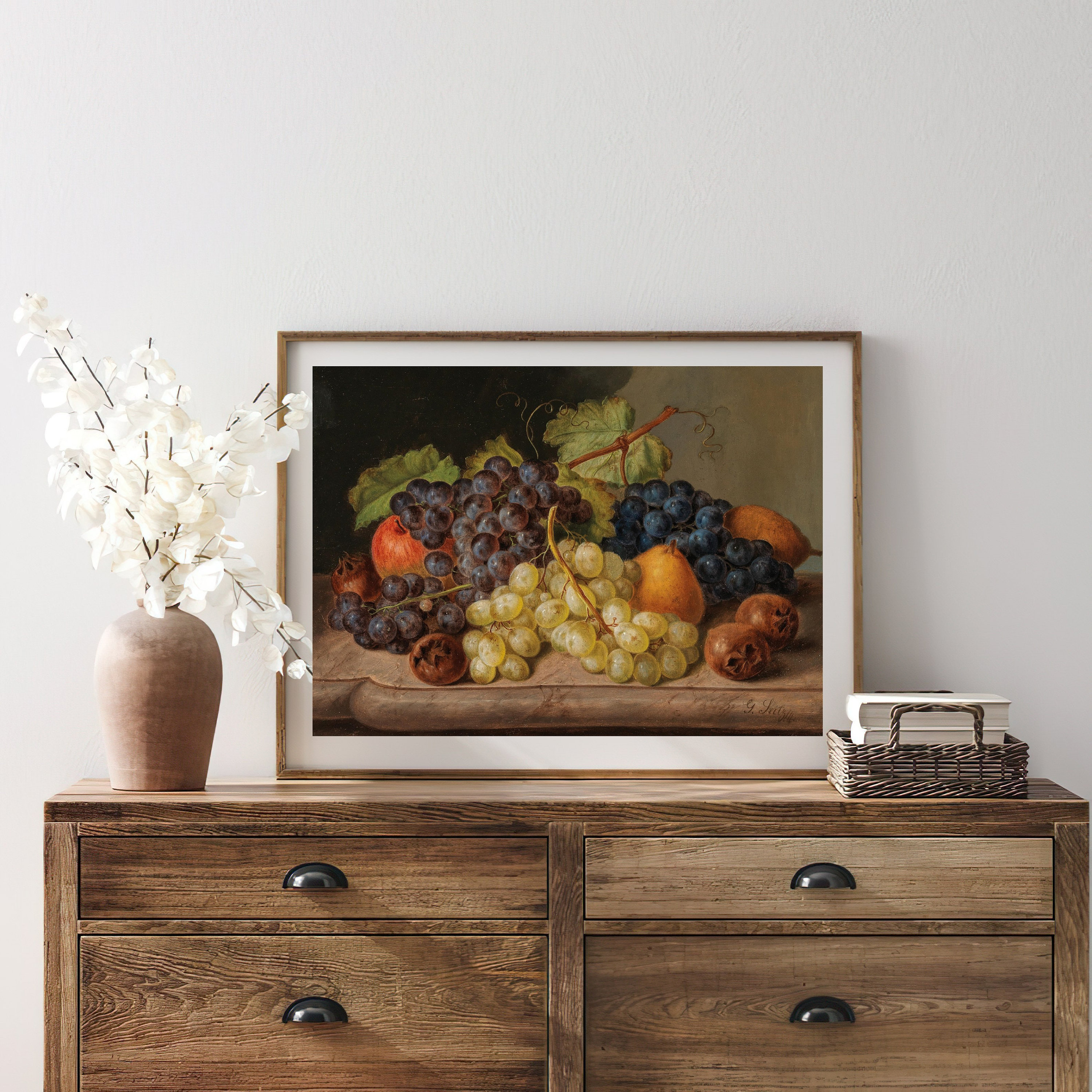 Vintage Obstkorb Gemälde | Vintage Öl Stillleben Gemälde | Obst auf ...