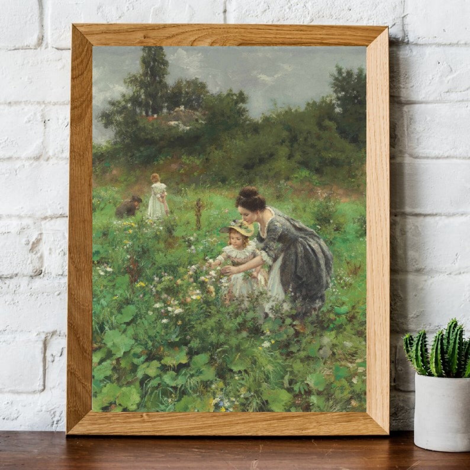 Vintage Women Picking Flowers Painting Vintage Oil Field - Etsy