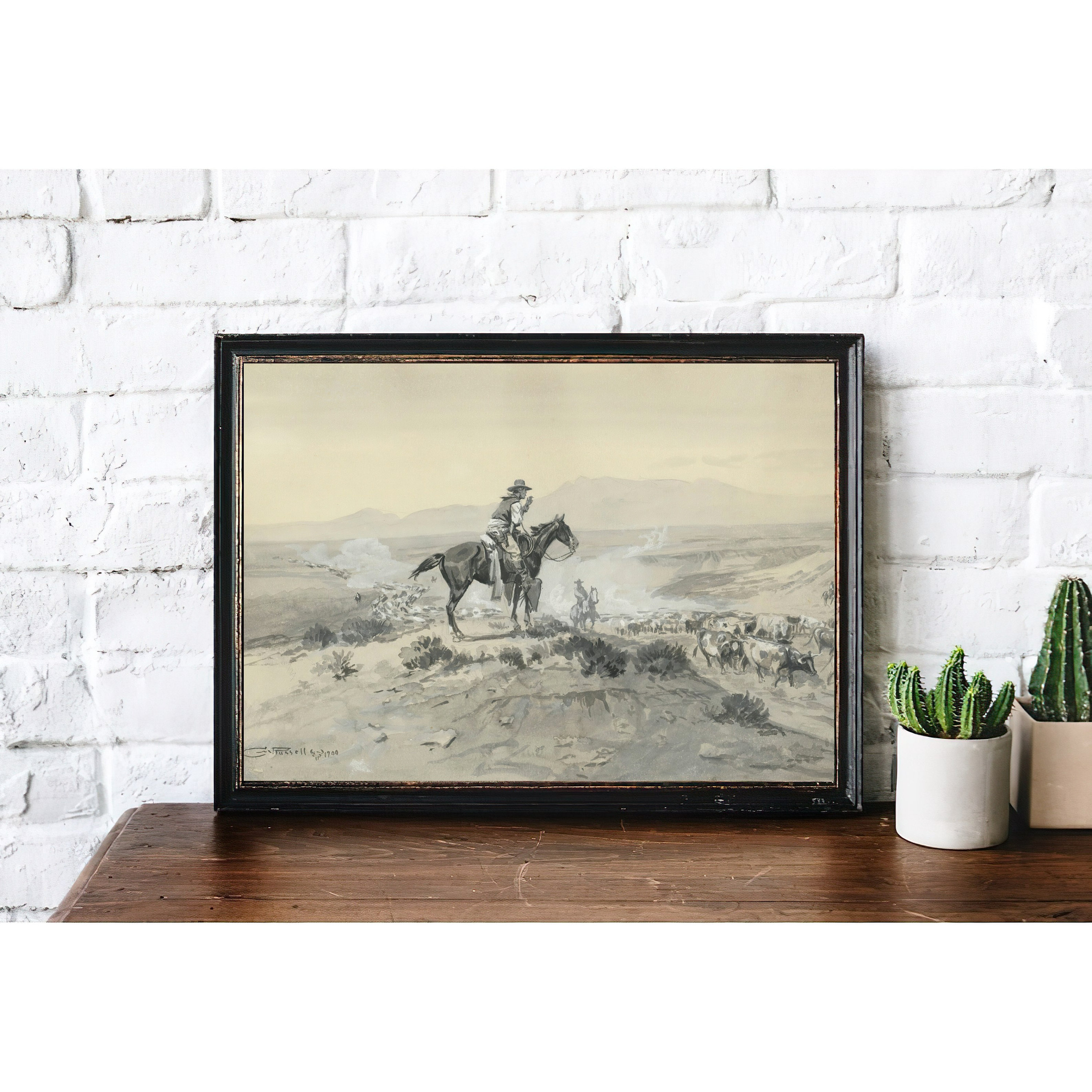 Vintage Cowboy Western Painting Antique Old West Artwork - Etsy