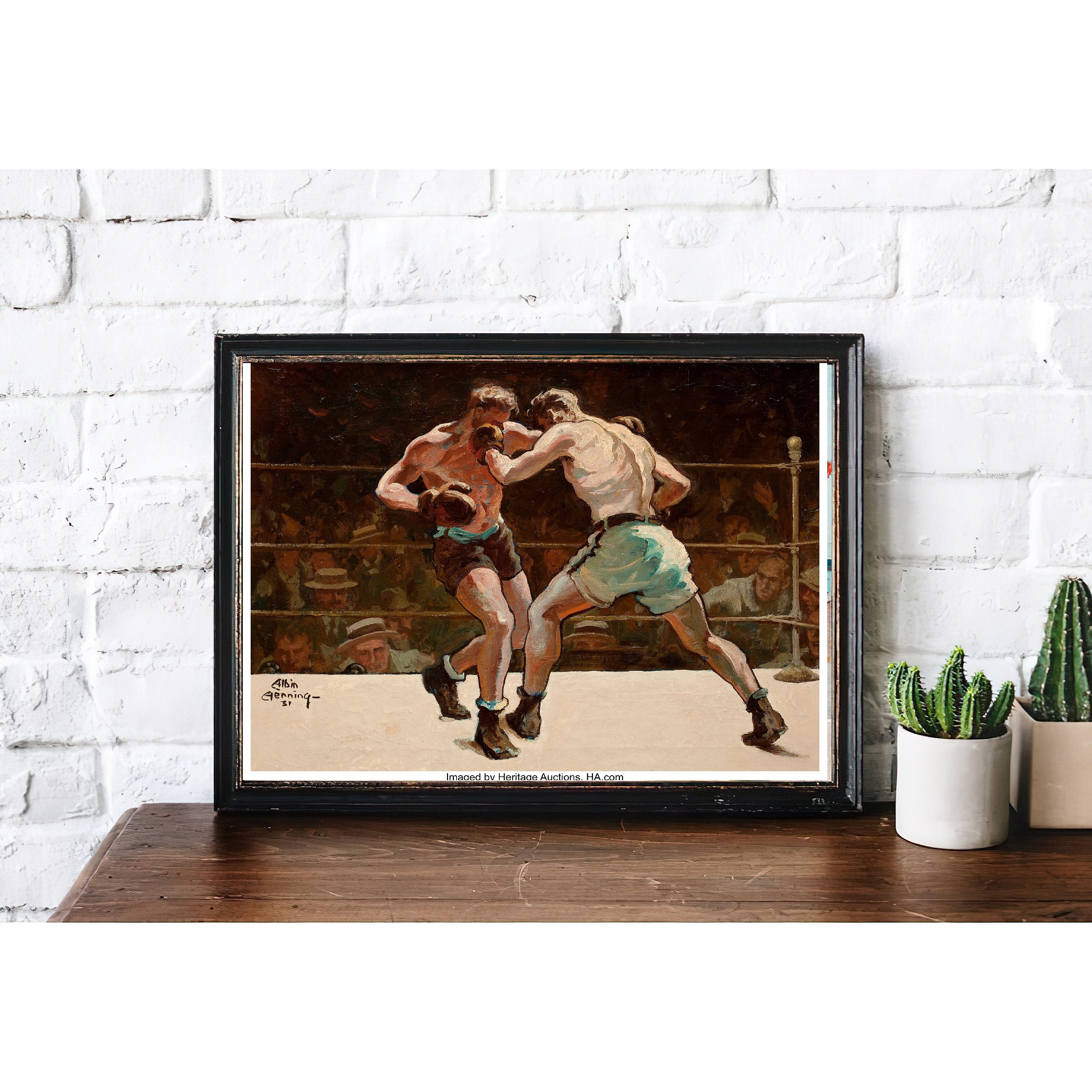 Vintage Men Boxing Painting Antique Old Advertisement | Etsy