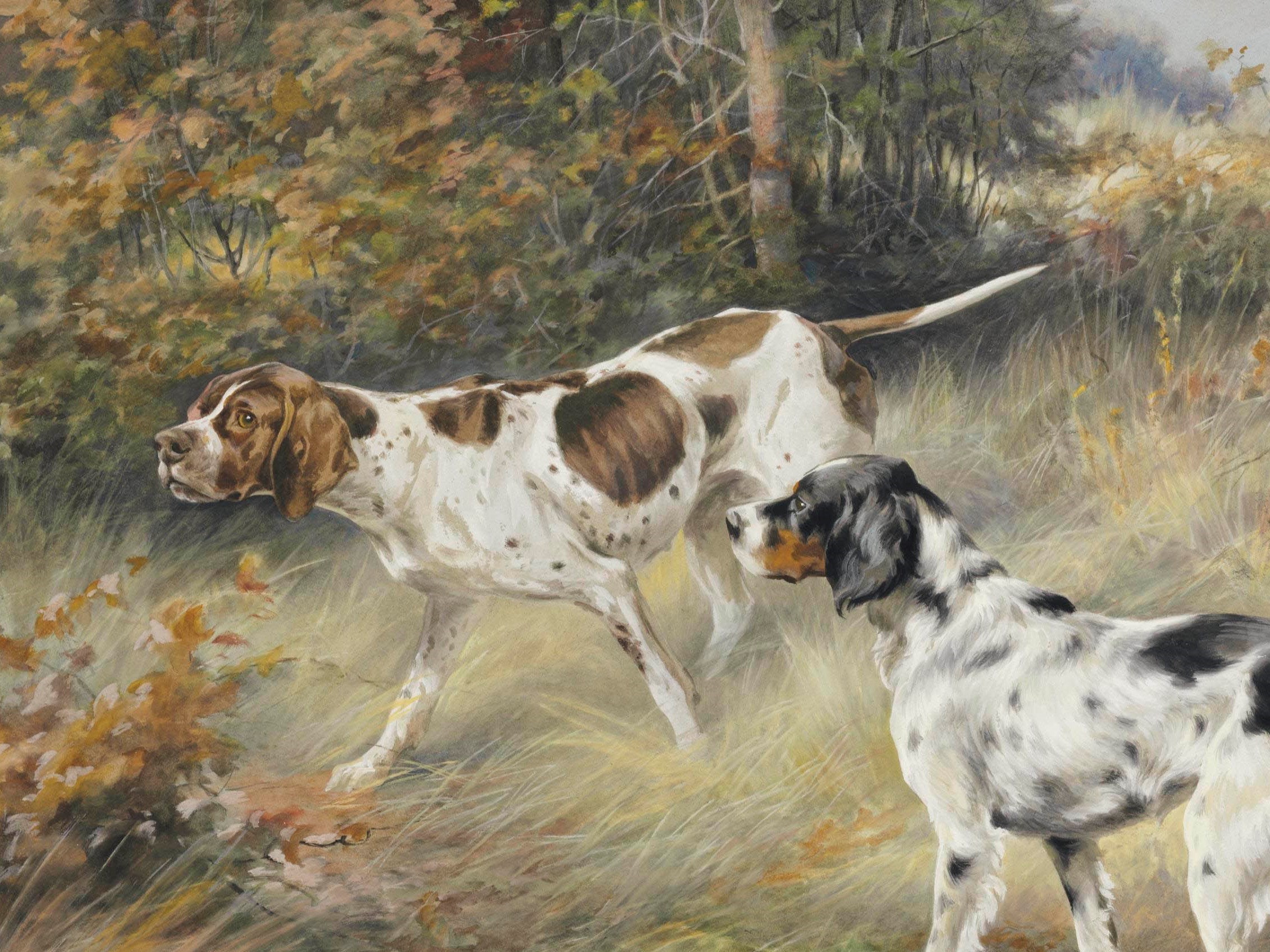 Vintage Pointer Dogs Painting Pointers Hunting Painting | Etsy