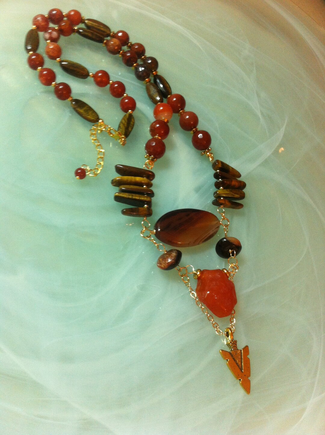 Ethnic Necklace in a Native American Style Composed of a Central Agate ...