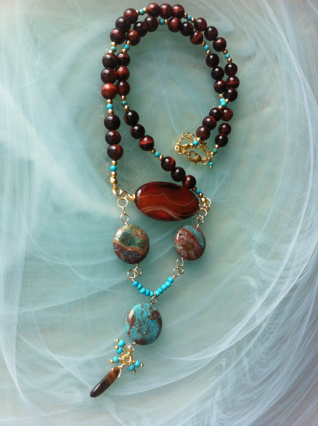 Chic Necklace in a Native American Style, Consisting of a Central Agate ...