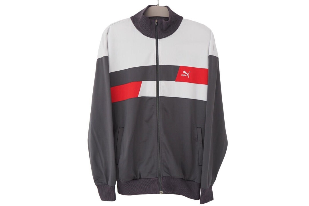 Vintage PUMA Track Jacket Full Zip Size L Gray 90s Classic Sport ...