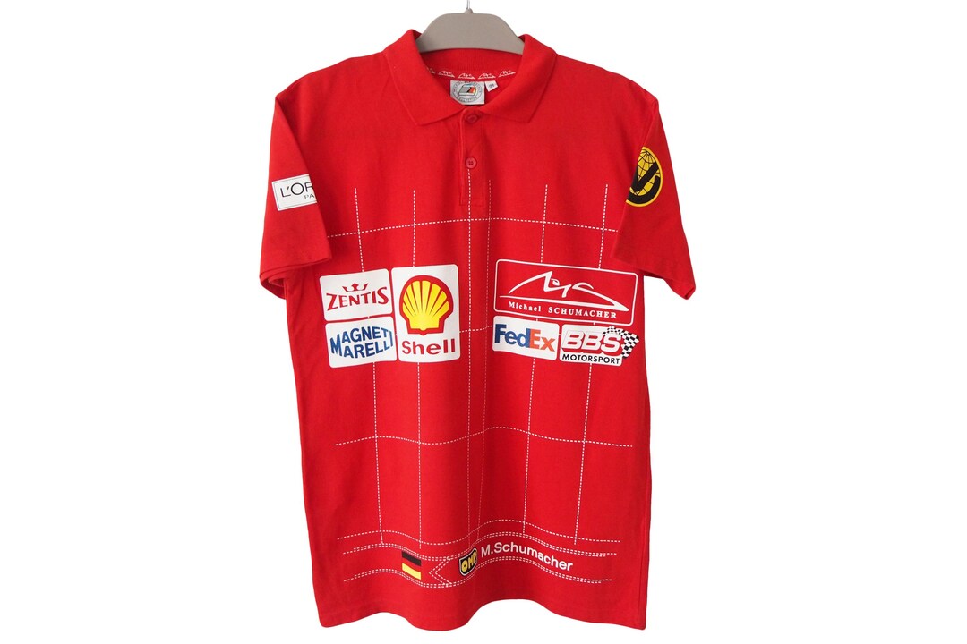 Vintage FERRARI Michael Schumacher Polo T-shirt Size M 90s Auto Sport ...