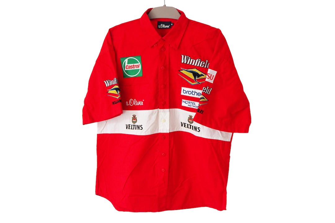Vintage Winfield Williams F1 Button Shirt Size M/L 90s Formula 1 Red ...