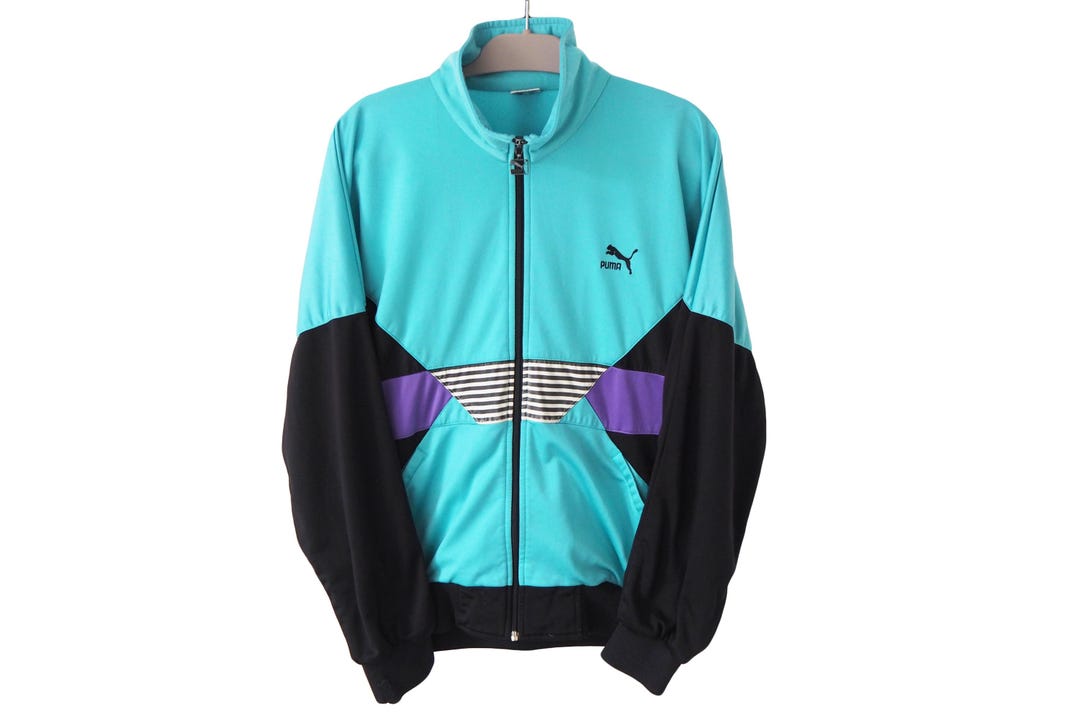 Vintage PUMA Track Jacket Full Zip Size L Blue 90s Classic Sport ...