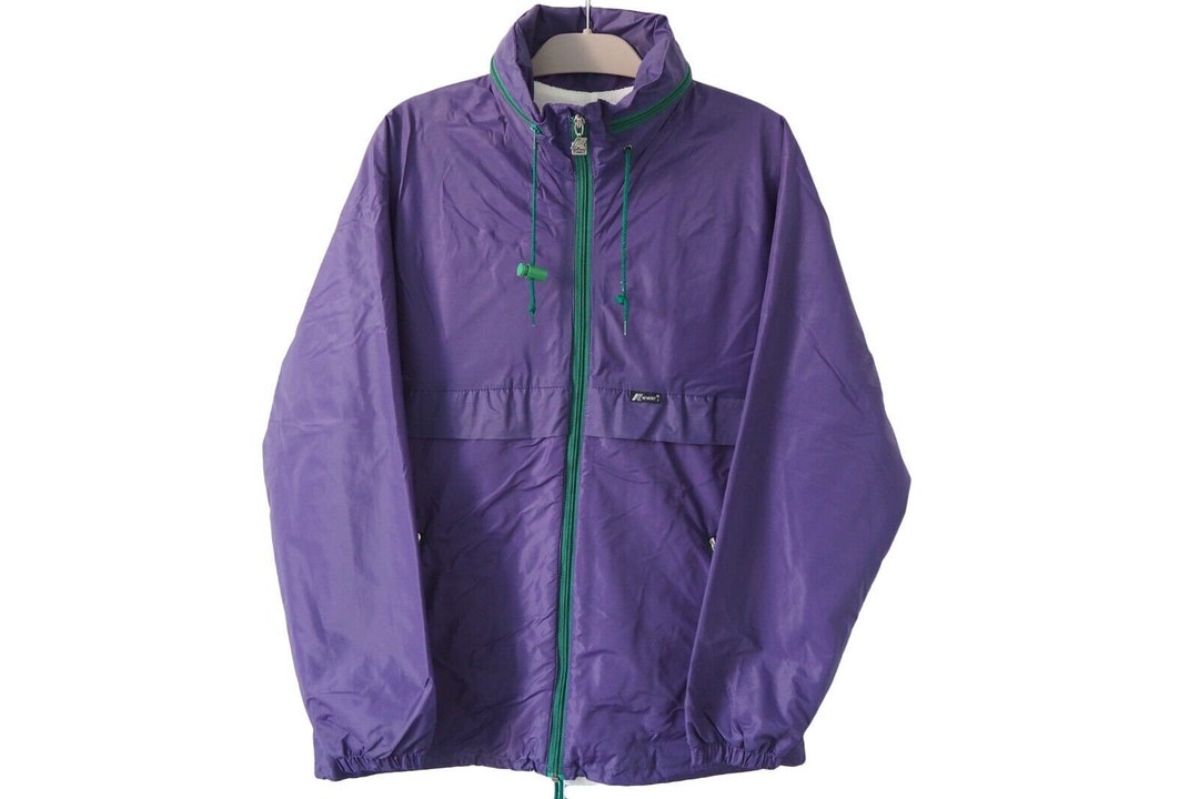 Vintage K-WAY Jacket Full Zip Raincoat Size L Hooded Oversize ...