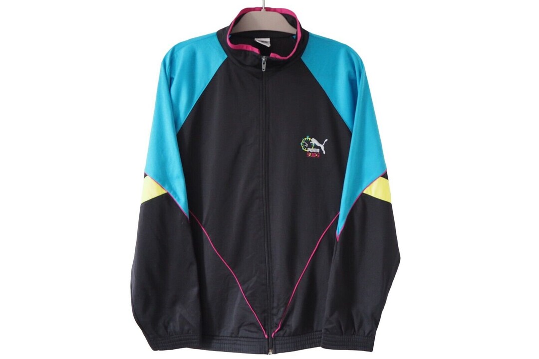 Vintage PUMA Track Jacket Full Zip Size L Black 90s Classic Sport ...