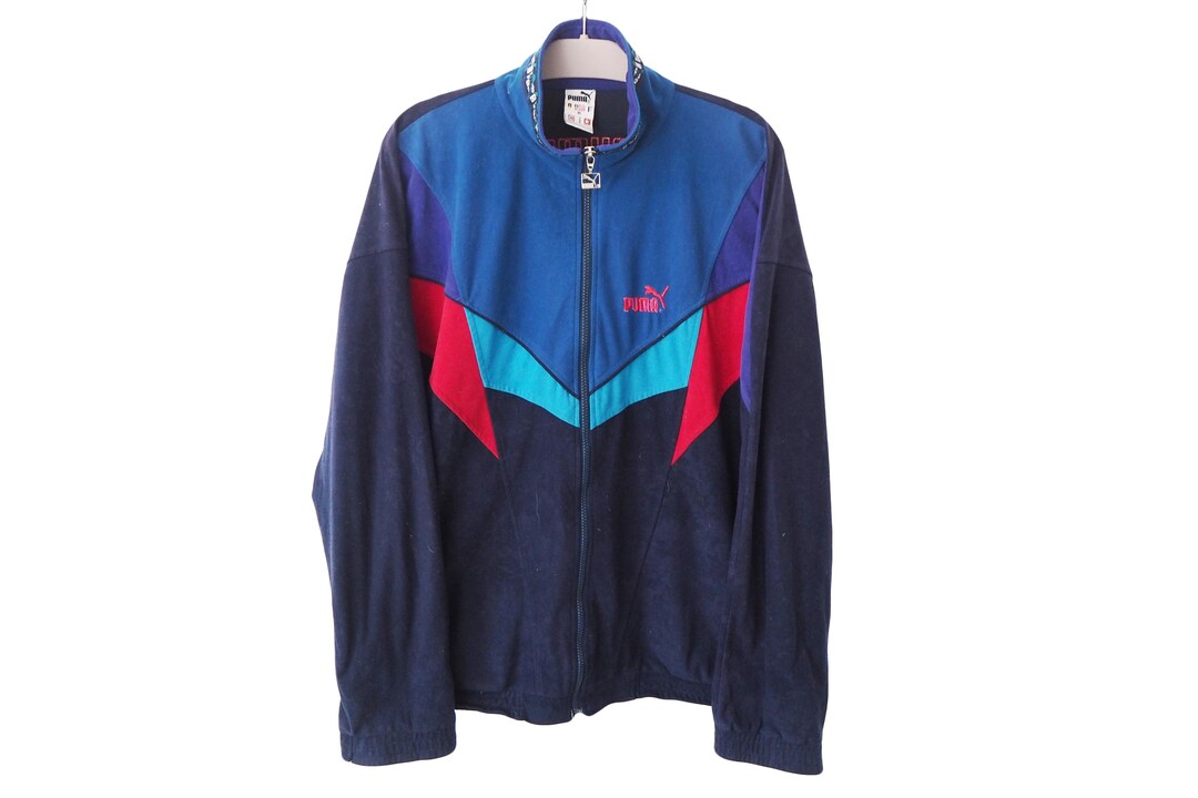 Vintage PUMA Track Jacket Full Zip Size XL Blue 90s Classic Retro Sport ...