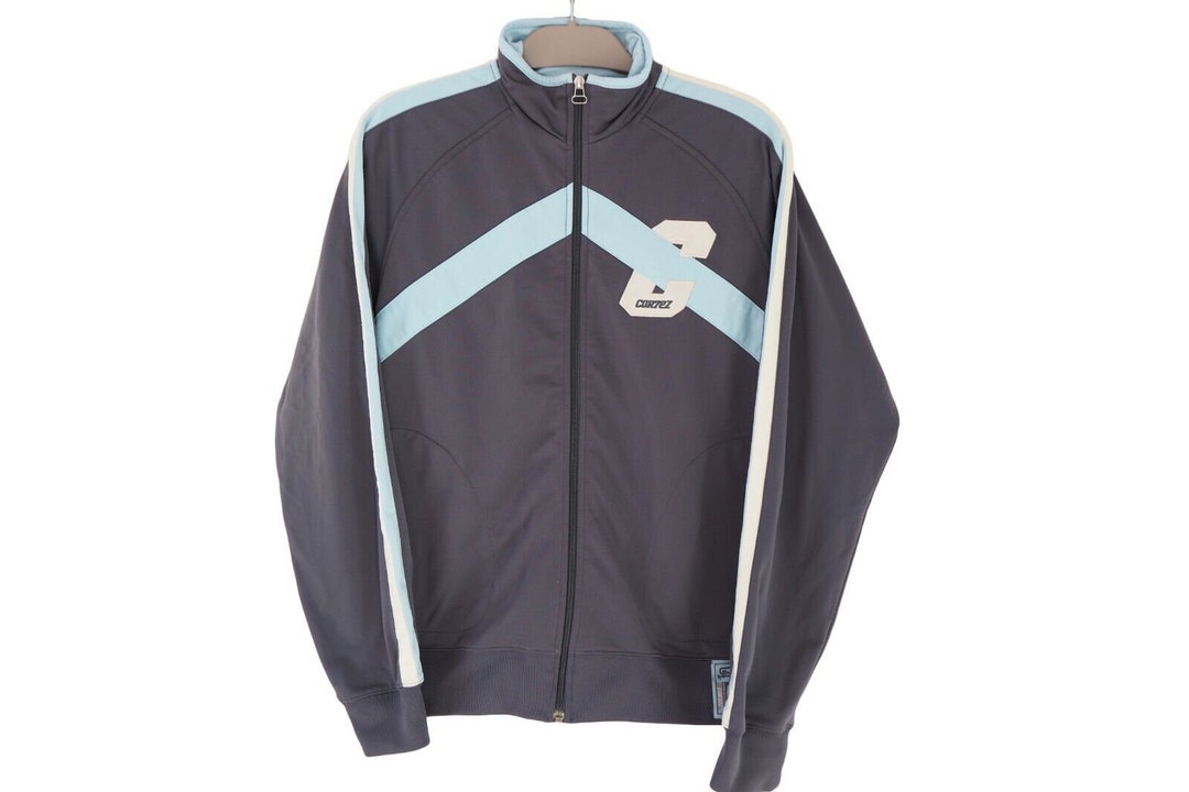 Vintage NIKE Cortez Track Jacket Full Zip Size M Navy Blue Big Logo 90s ...