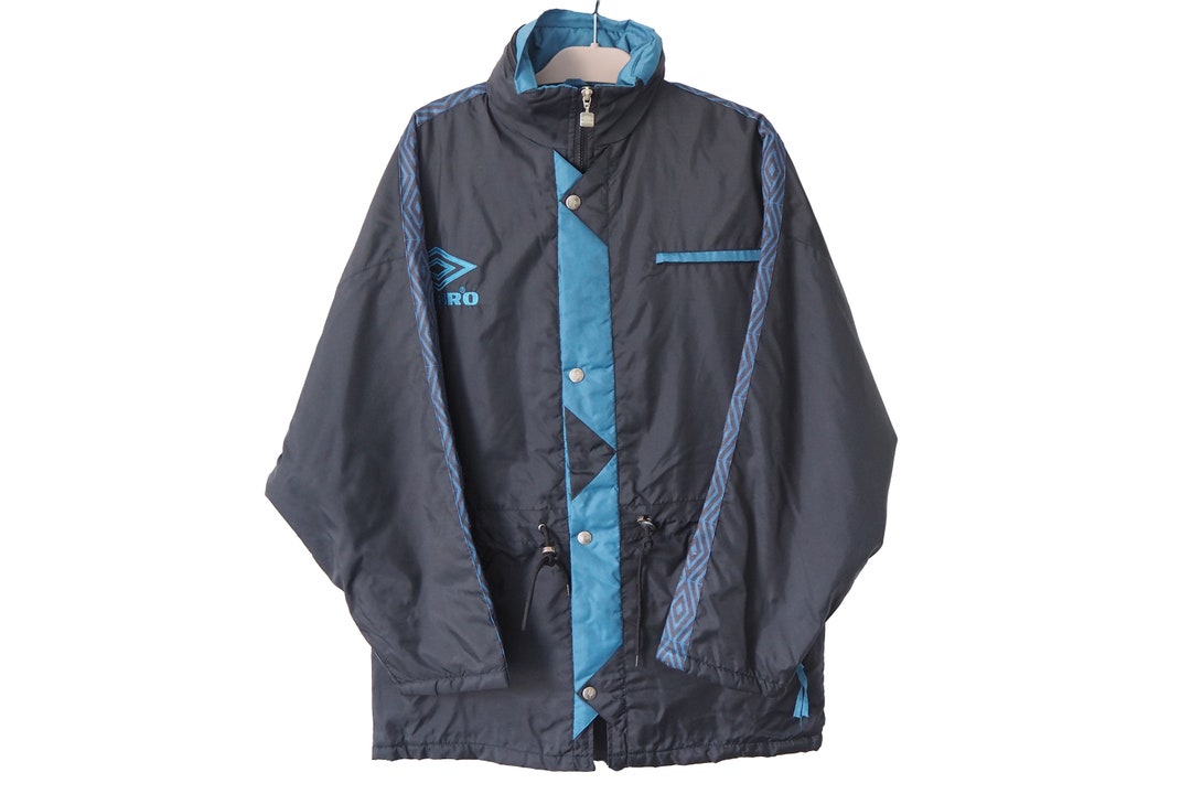 Vintage UMBRO Jacket 90's Retro Sport Style Size S Black Blue Big Logo ...
