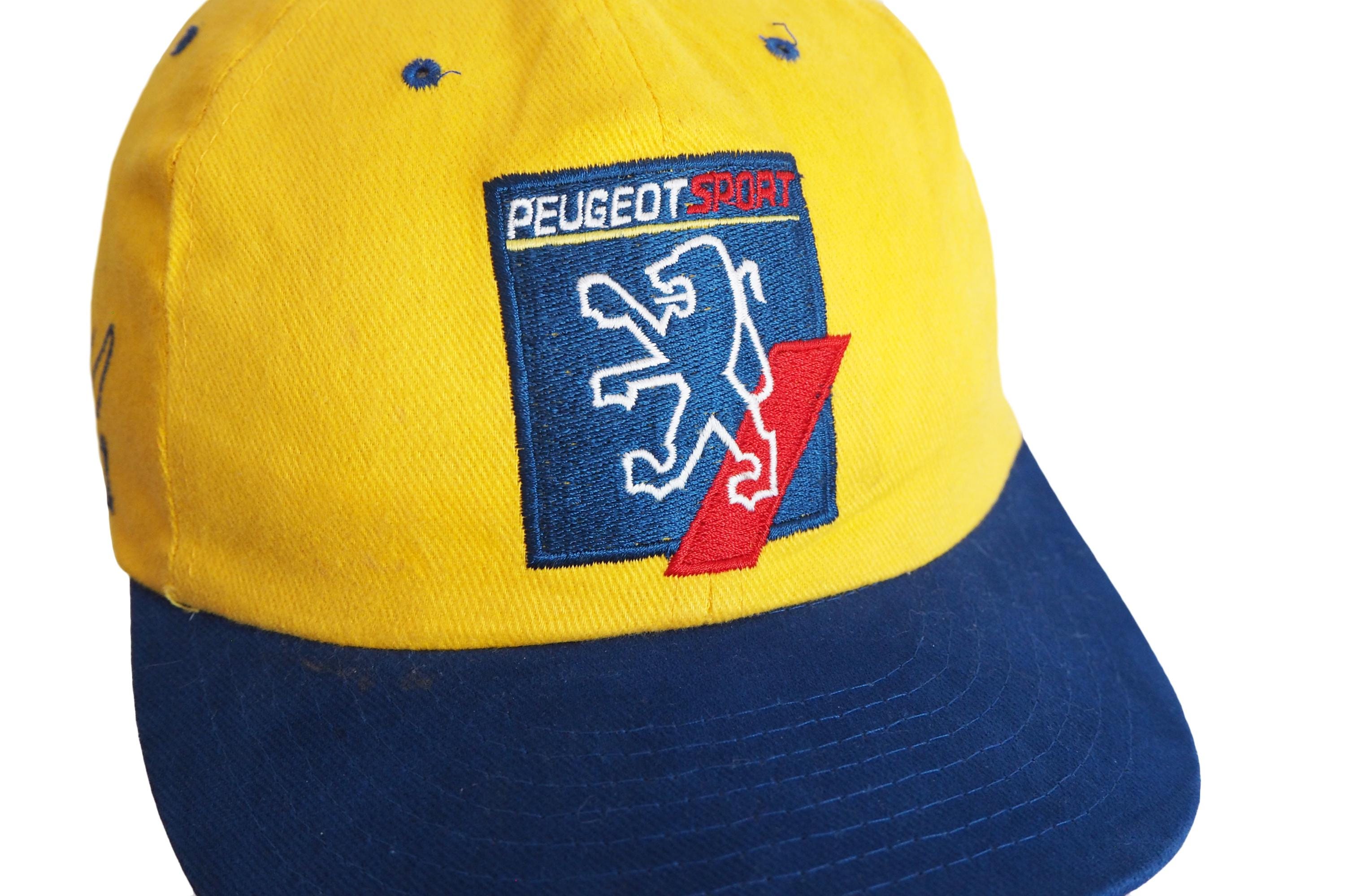 Vintage Peugeot Rally Team Cap Racing 90s Big Logo Yellow Blue Race Hat ...
