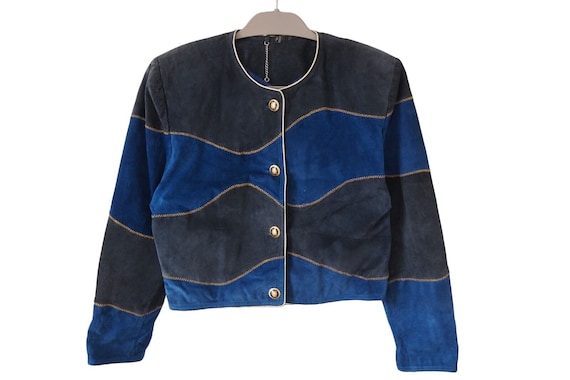 Vintage YESSICA Suede Leather Jacket Blue Size women'… - Gem