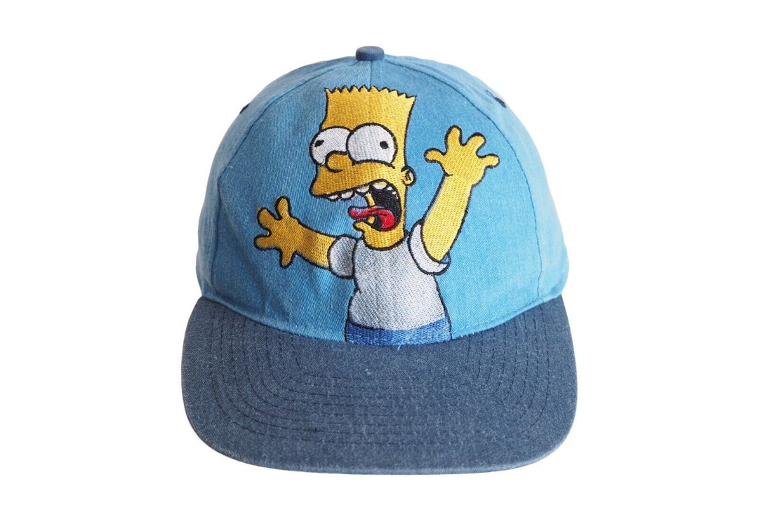 Vintage BART the Simpsons Cap Big Logo Blue 90s Hat Elmi 1998 Cartoon ...