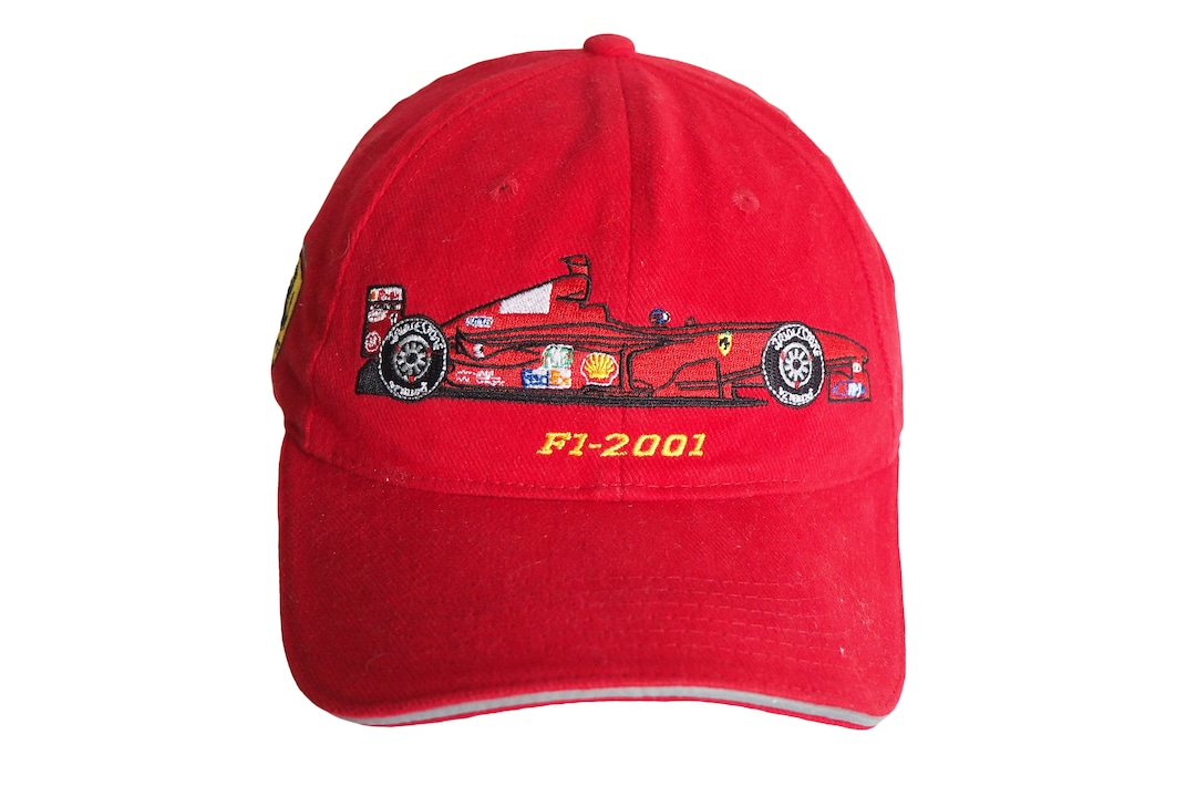 Vintage FERRARI F1-2001 Team Cap Big Logo Racing Hat 90s Red Formula 1 ...