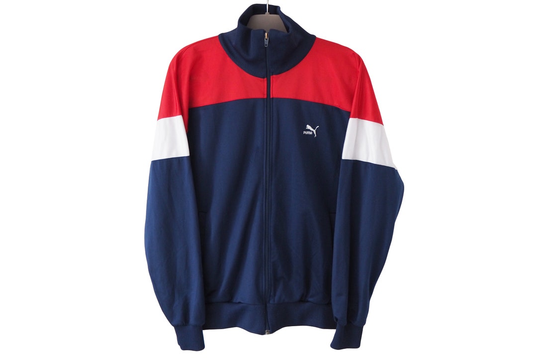 Vintage PUMA Track Jacket Full Zip Size L 90s Classic Sport Windbreaker ...
