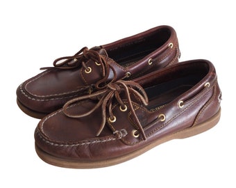 Vintage Timberland Women Dark Brown Leather Boat Shoes/ Docksides ...