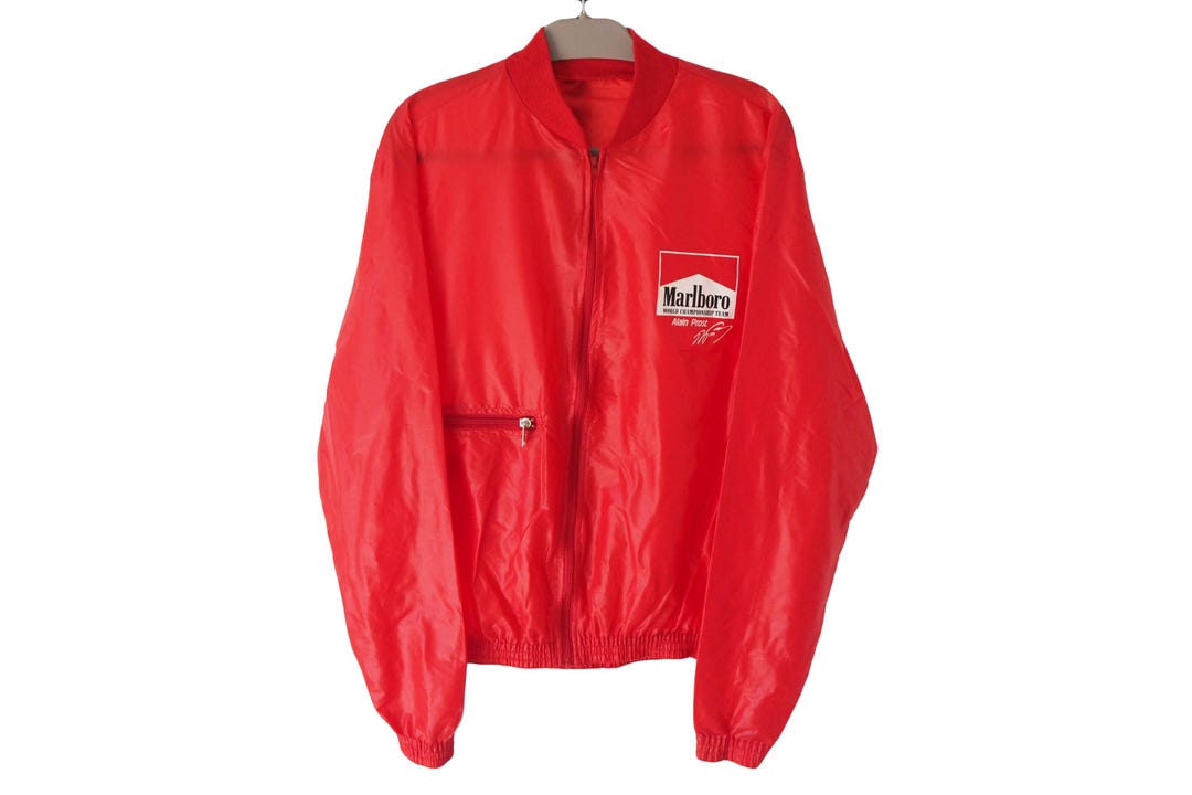 Vintage MARLBORO Alain Prost Jacket Full Zip Light Wear Size L Red ...
