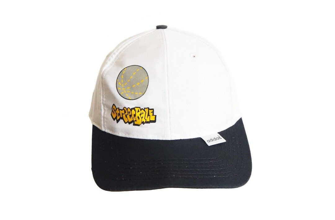 Vintage ADIDAS Streetball Cap Big Logo White Black 90s Basketball Hat ...